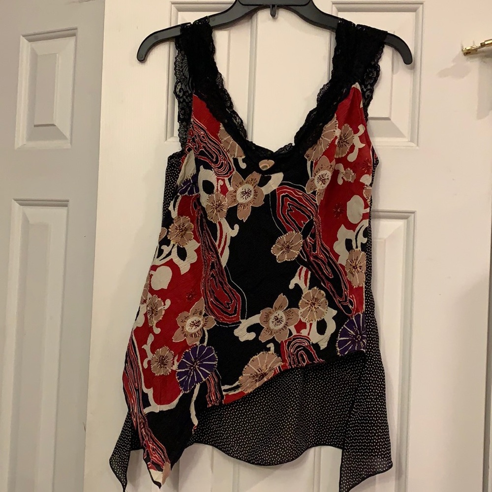 Cami Dulces Sonia Leon Asymmetrical Tank Top Lacey Tr… - Gem